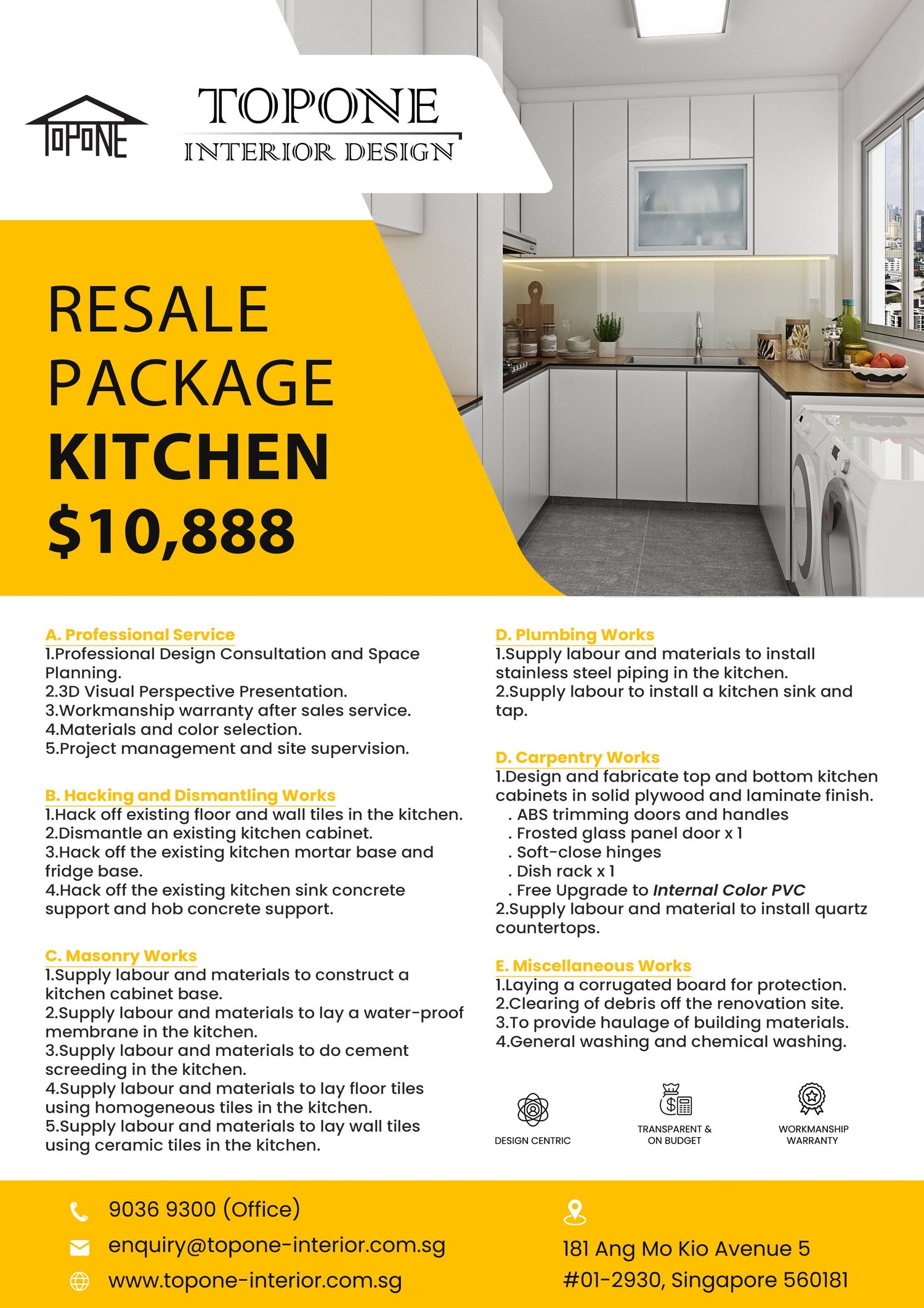 Resale Kitchen Renovation Package $10888 — Topone Interior Design Singapore