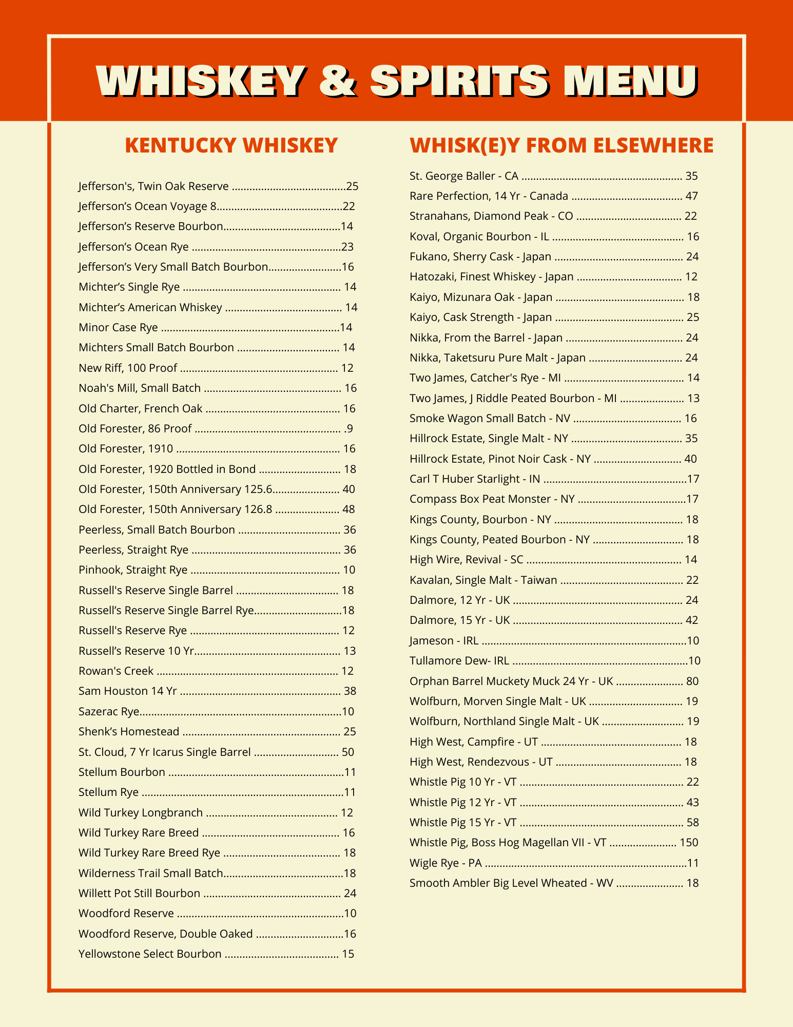 Tennessee Brew Works | Cocktail Menu