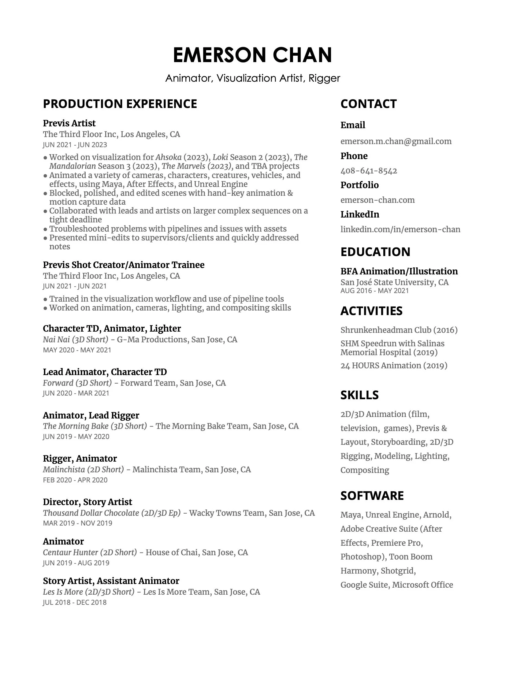 Résumé — Emerson Chan