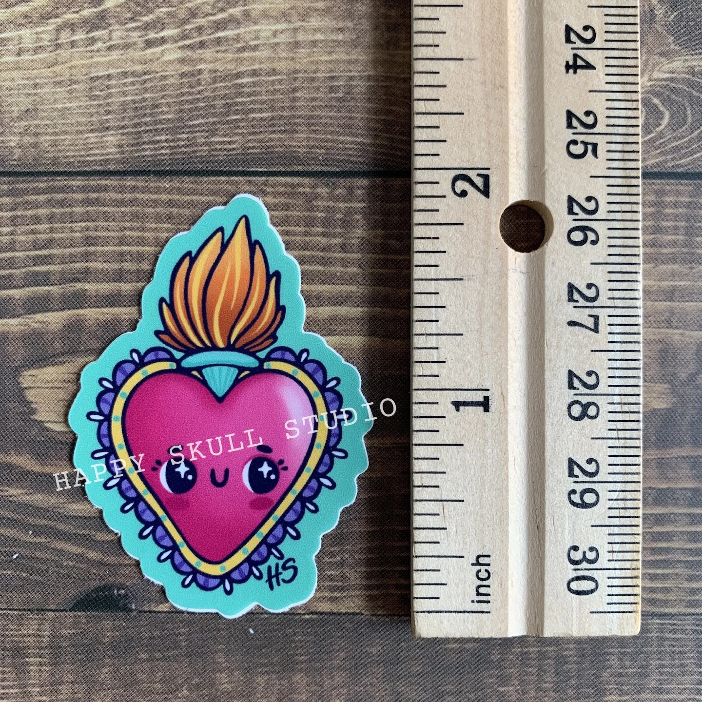 Sacred Heart Mini Vinyl Sticker — THE HAPPY SKULL STUDIO