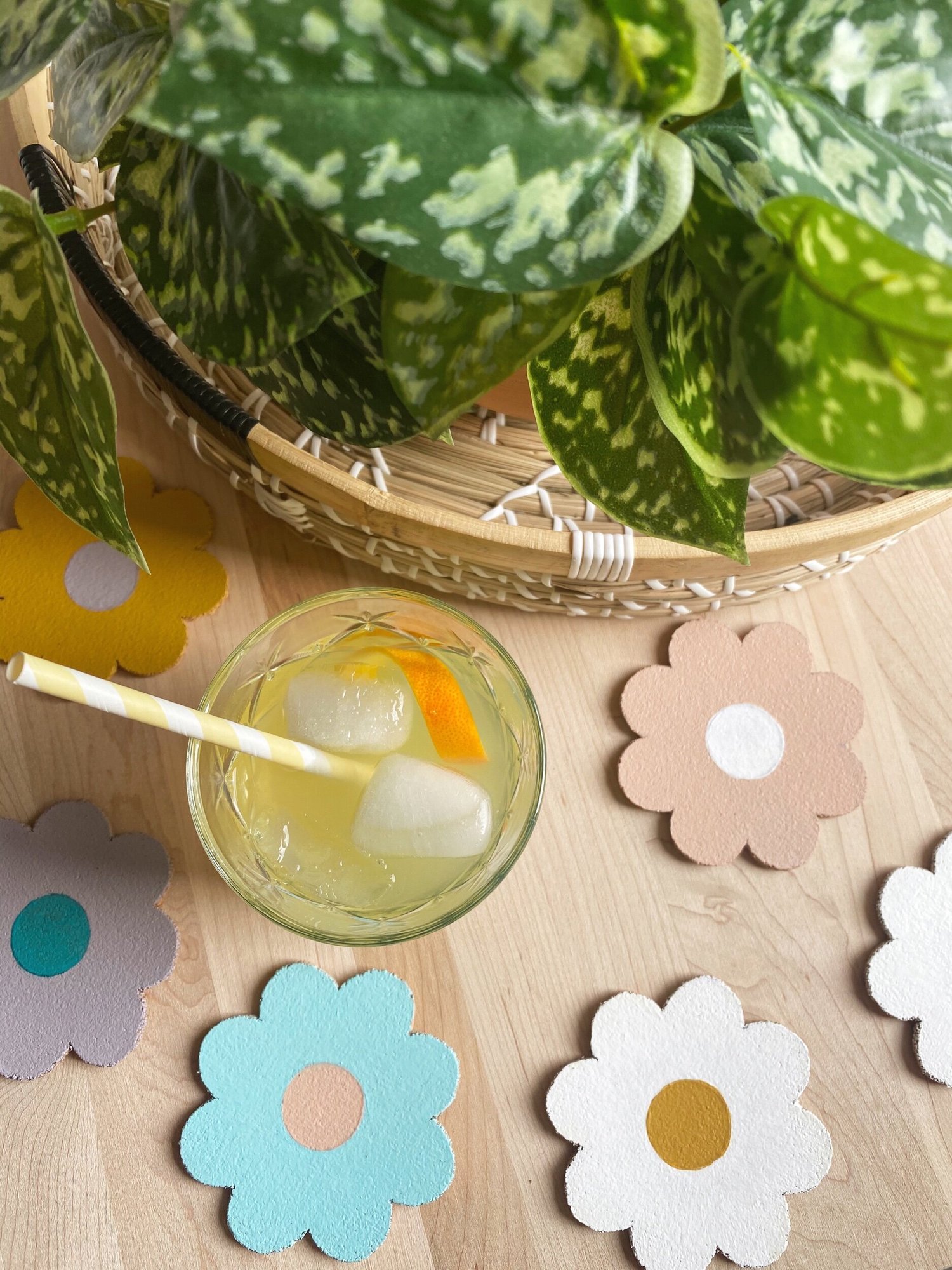 Flower Coasters & Spring Cocktail — Entertain the Idea