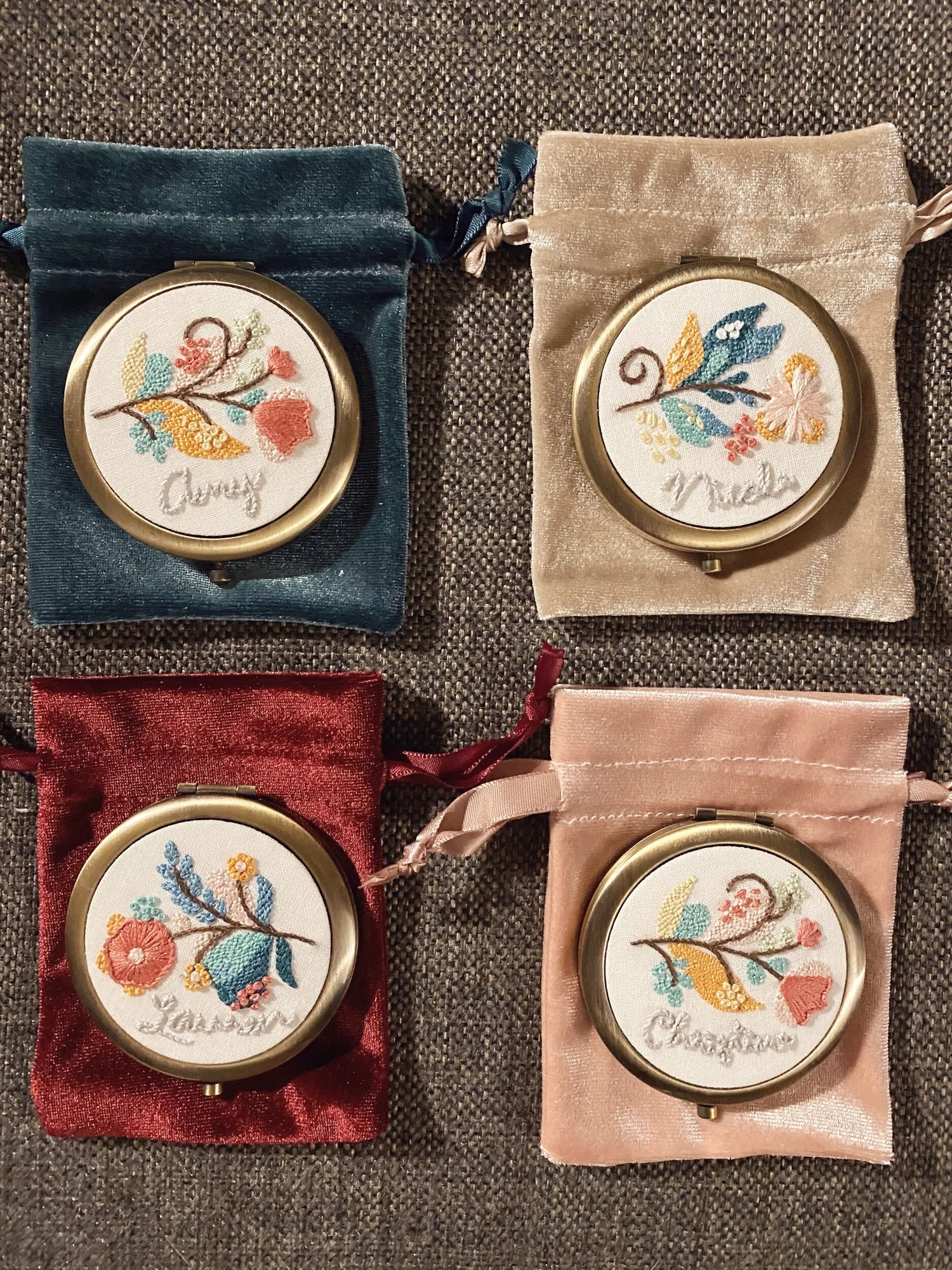 Embroidered Compact Mirror — Entertain the Idea