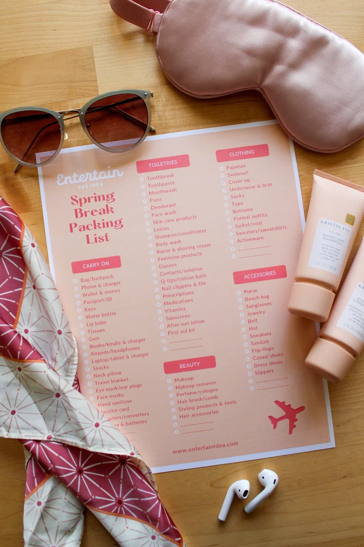 Spring Break Printable Packing List — Entertain the Idea
