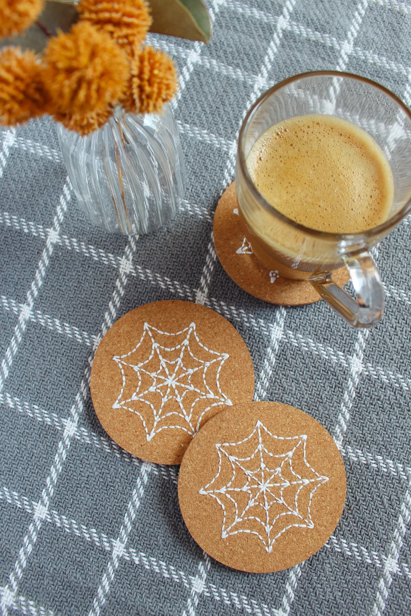 Spiderweb Embroidered Coasters — Entertain the Idea