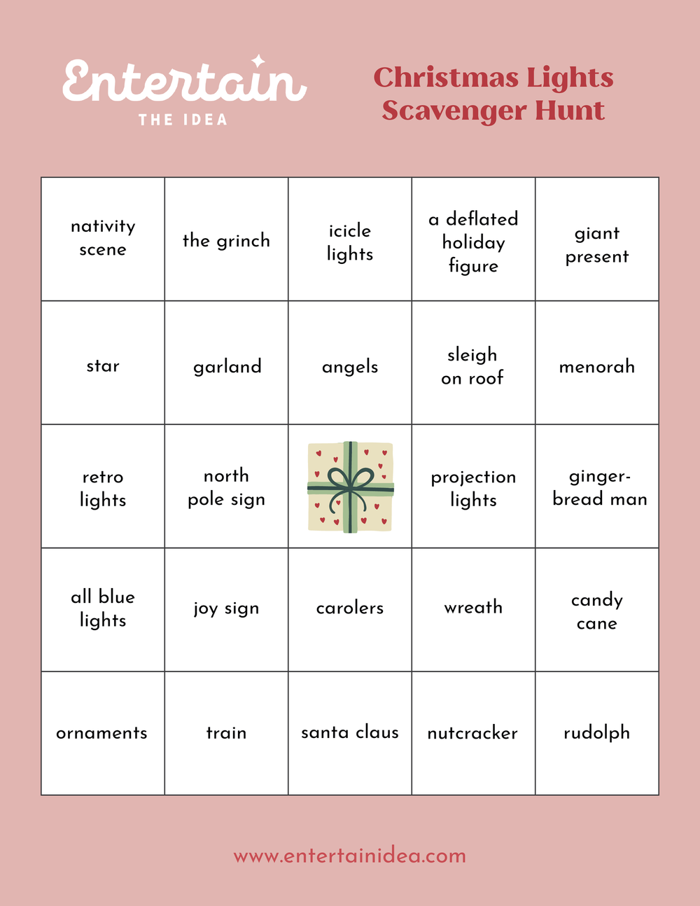 Neighborhood Christmas Lights Scavenger Hunt Printable — Entertain the Idea