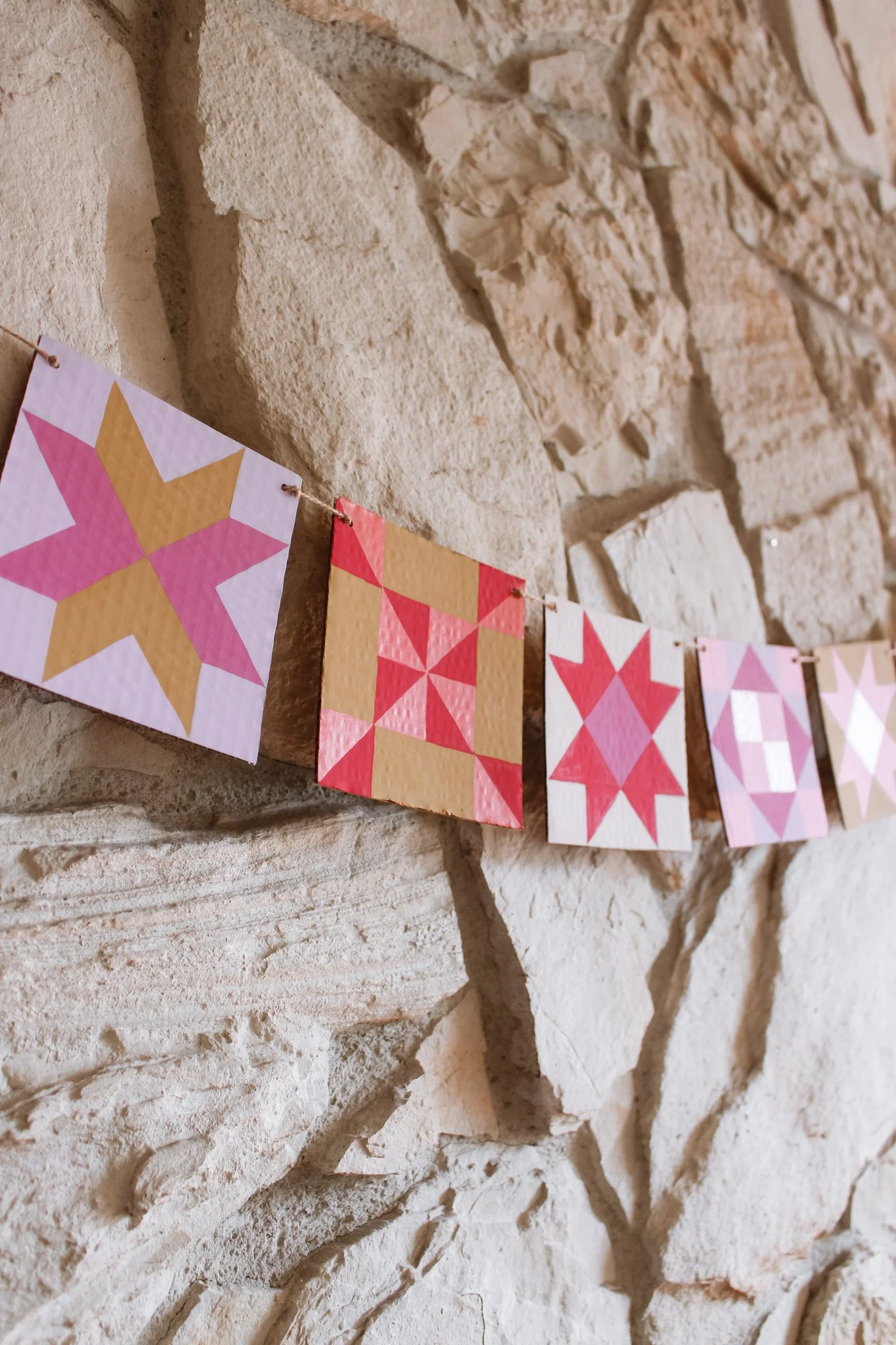 DIY Valentine's Day Decor: Painted Quilt Block Garland — Entertain the Idea