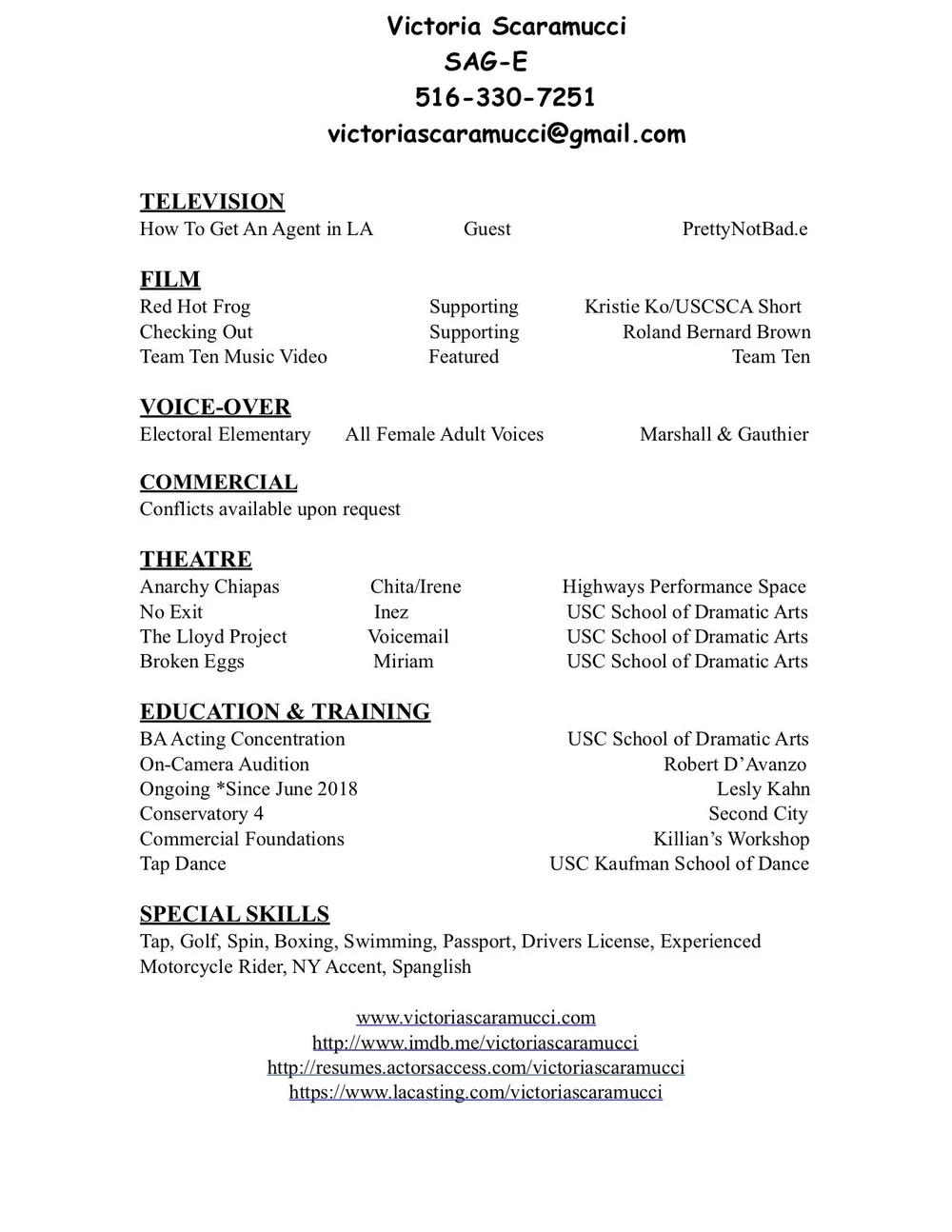 Resume — Victoria Scaramucci