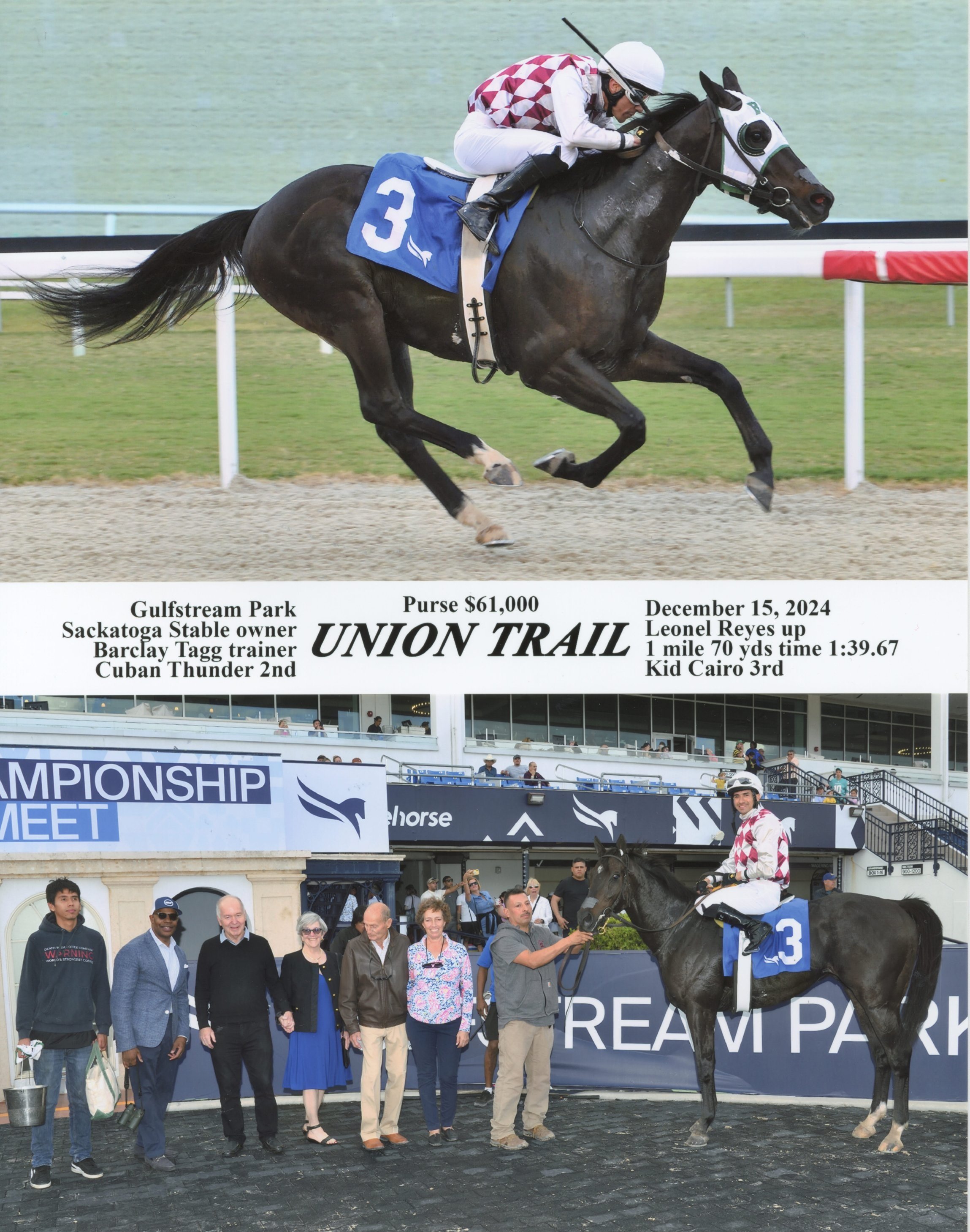 December 15, 2024 - Union Trail Wins Third Race Going Gate-to-Wire ...