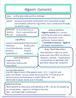 Pharmacology Friday: DIGOXIN — The Nursing Professor