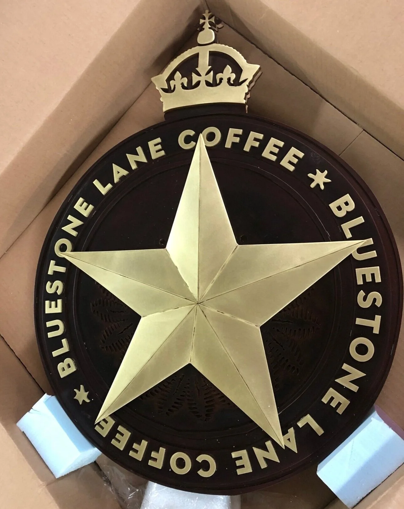 Bluestone Lane Brass Doors & Signage