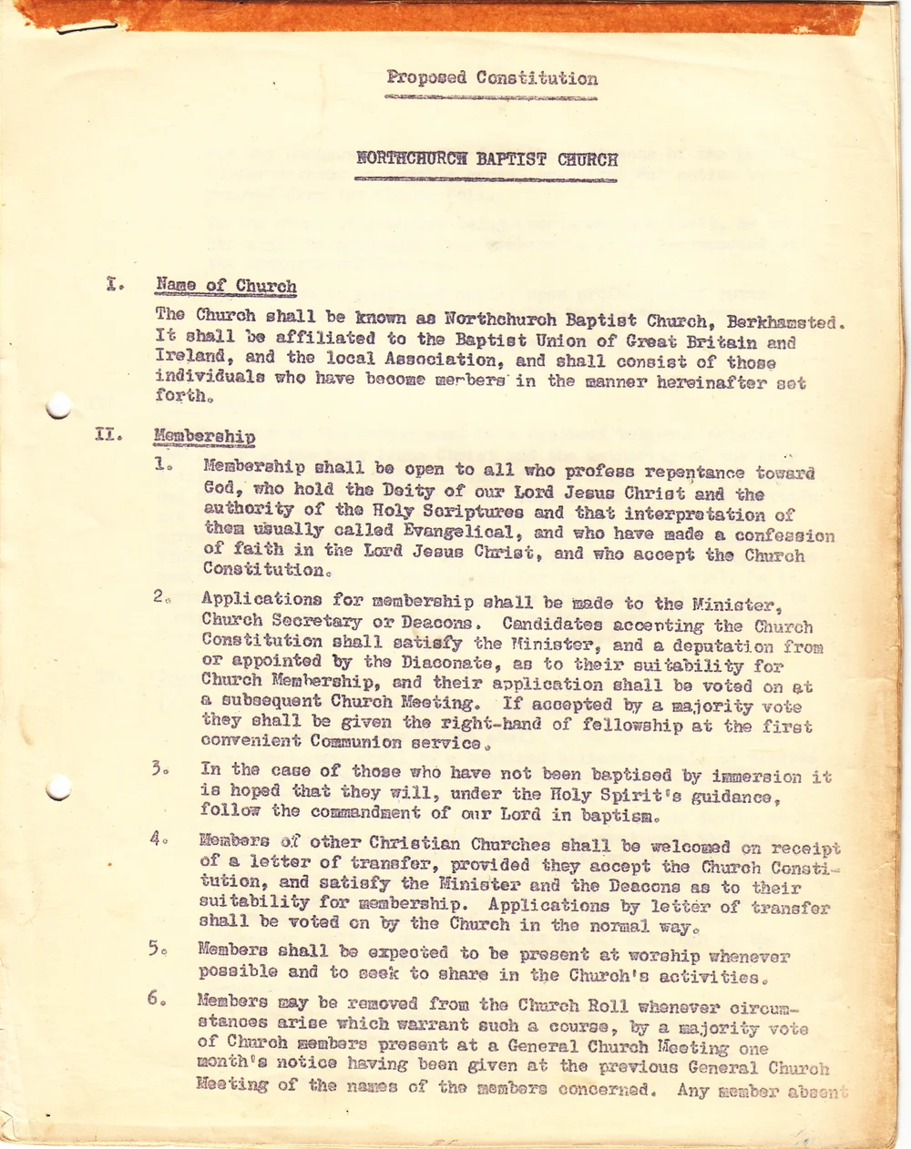 Church Rules — Northchurch Baptist Church