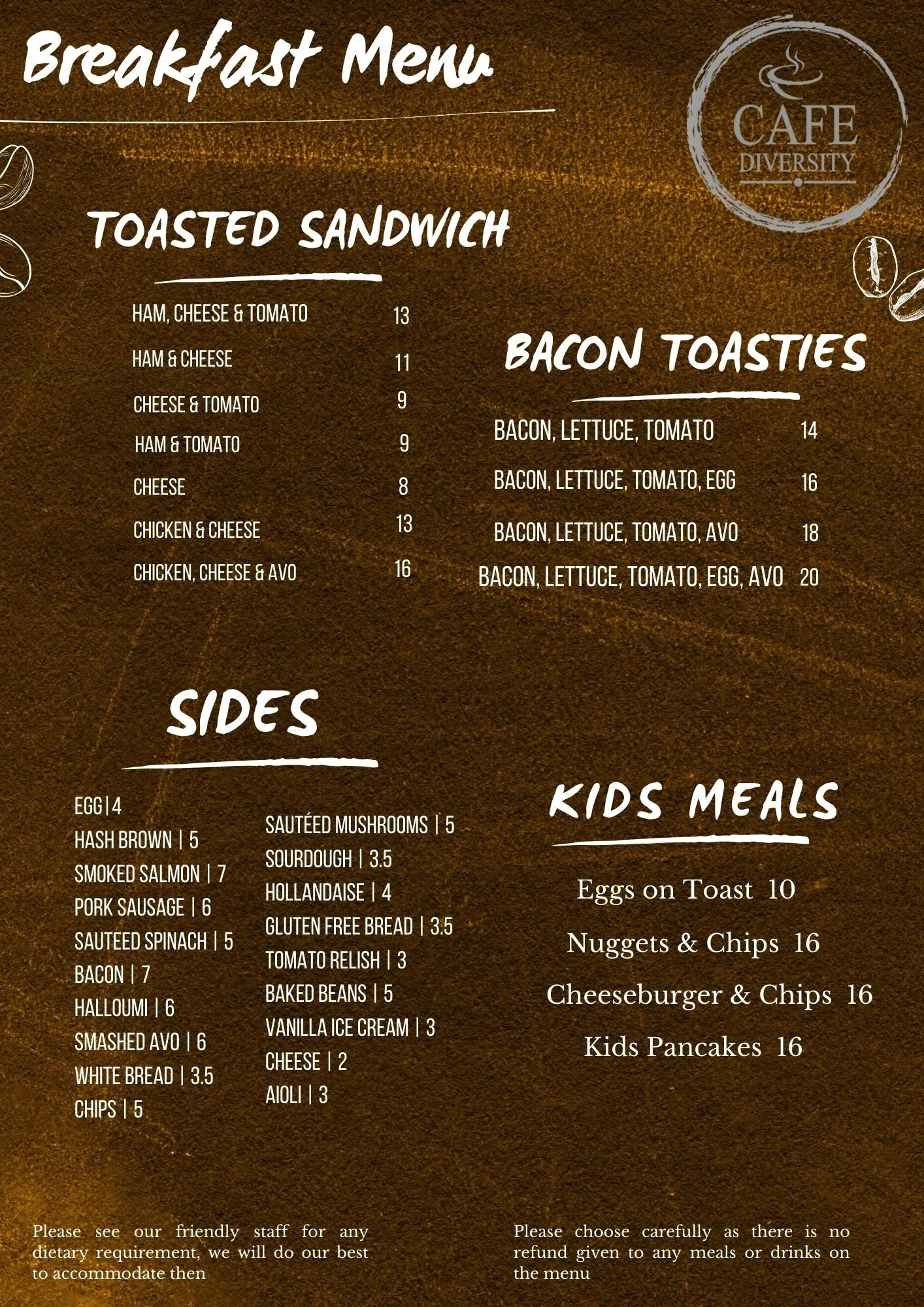 Menu — Cafe Diversity