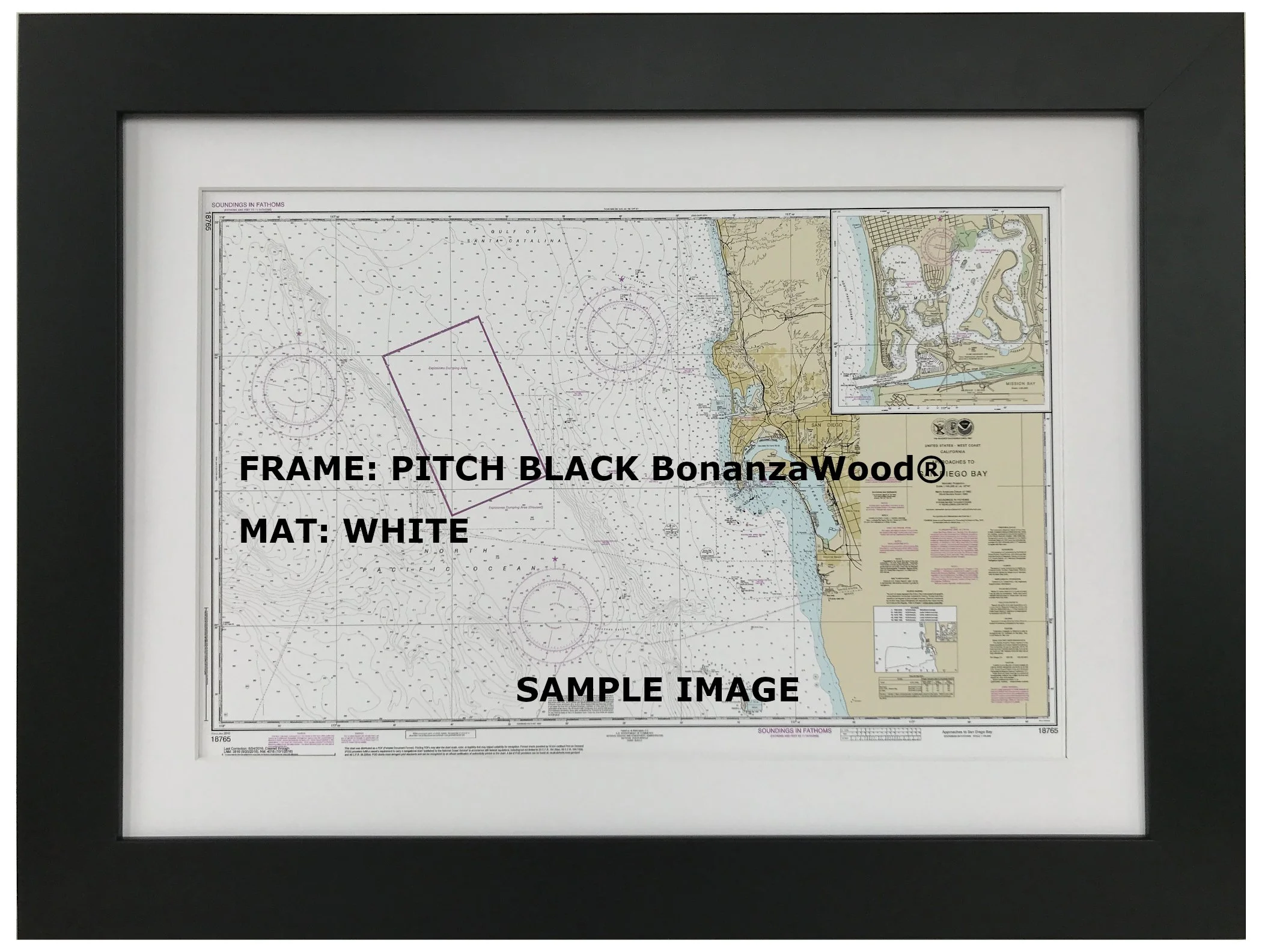 FRAMED NAUTICAL MAPS — Frame / Mat Options