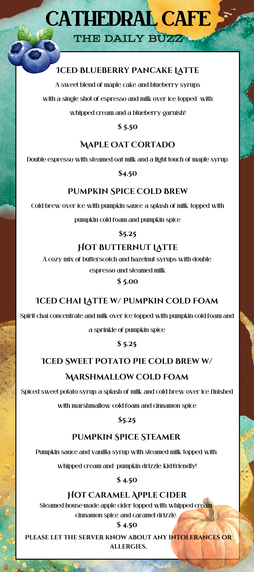 Menu — Cathedral Cafe