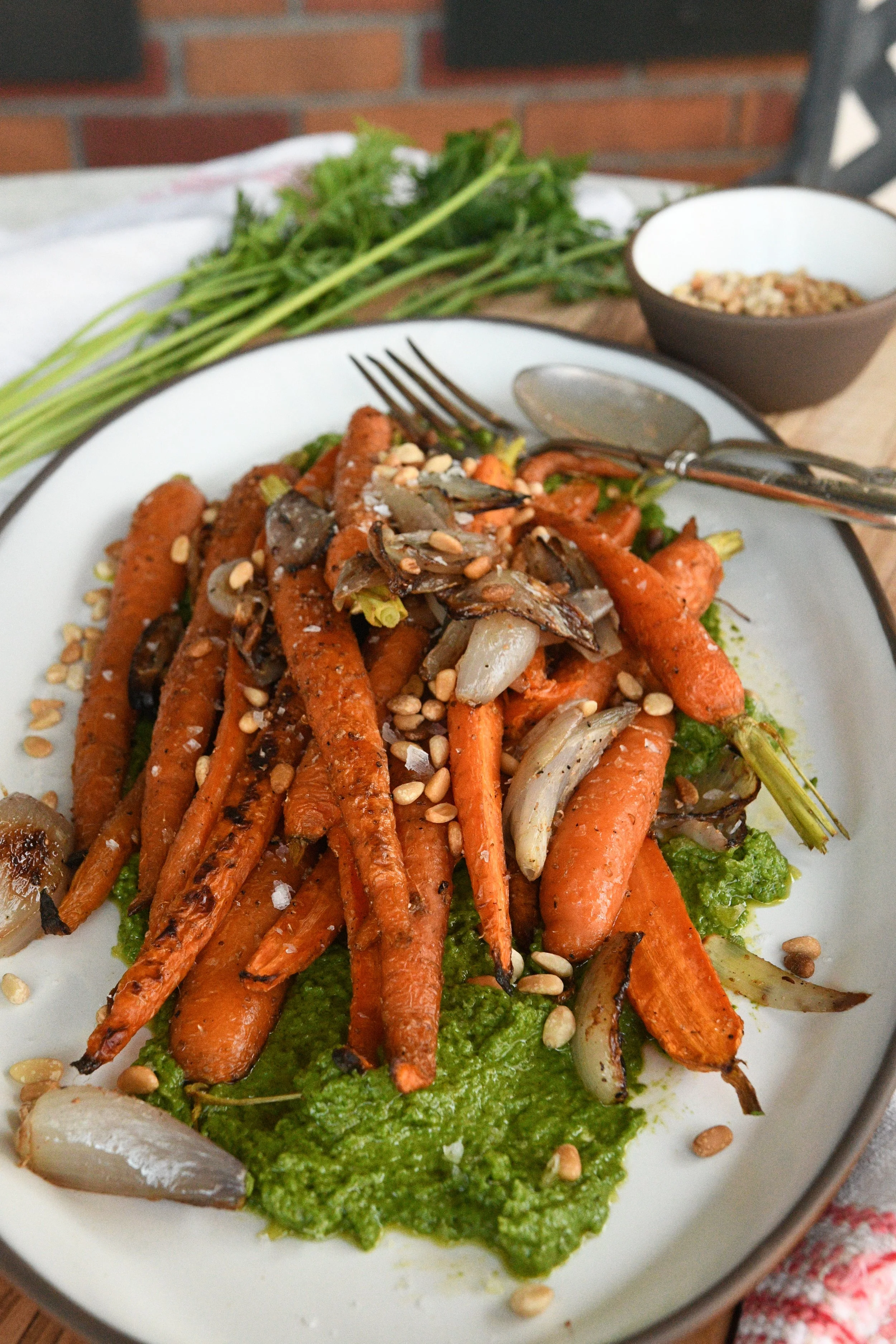A Healthy and Delicious Recipe - Roasted Carrots with Hot Green Tahini ...