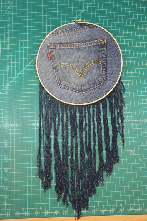 Fringed Denim Pocket Hoop Art — Crafty Staci