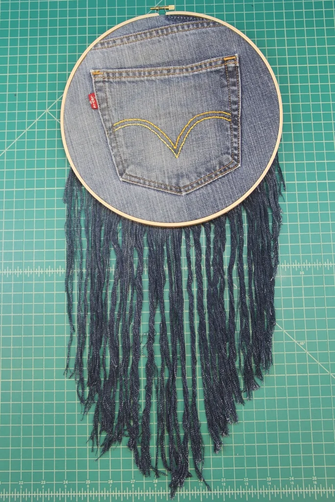 Fringed Denim Pocket Hoop Art — Crafty Staci