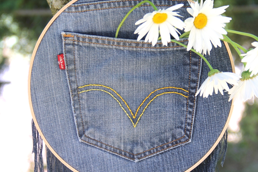 Fringed Denim Pocket Hoop Art — Crafty Staci