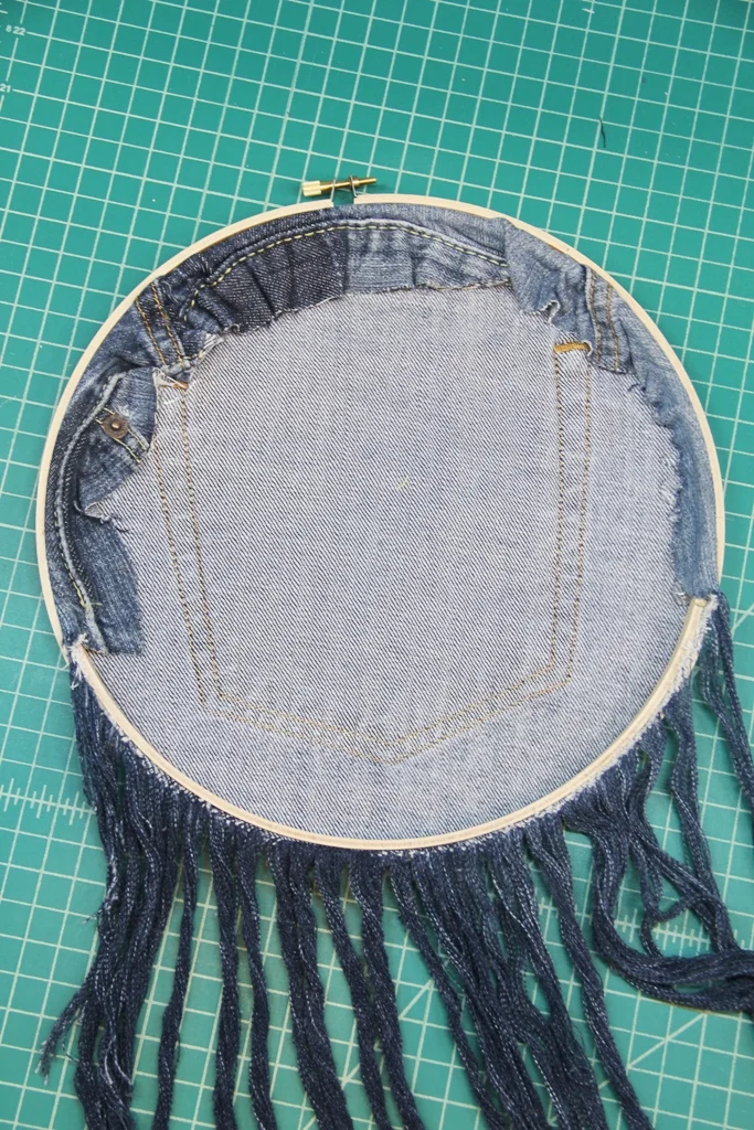 Fringed Denim Pocket Hoop Art — Crafty Staci
