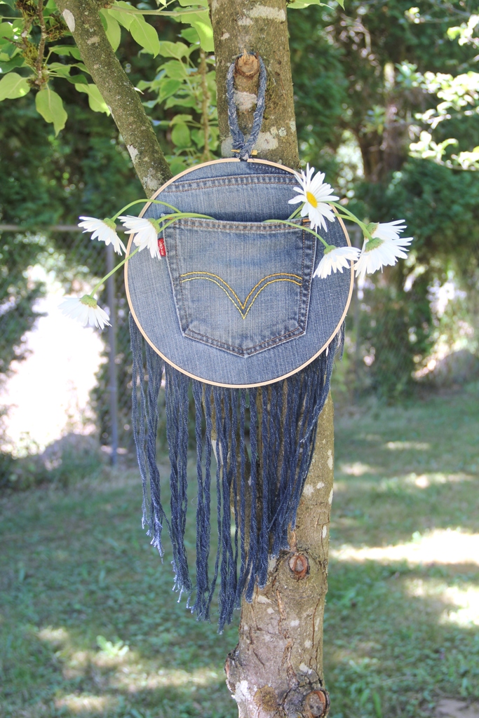 Fringed Denim Pocket Hoop Art — Crafty Staci