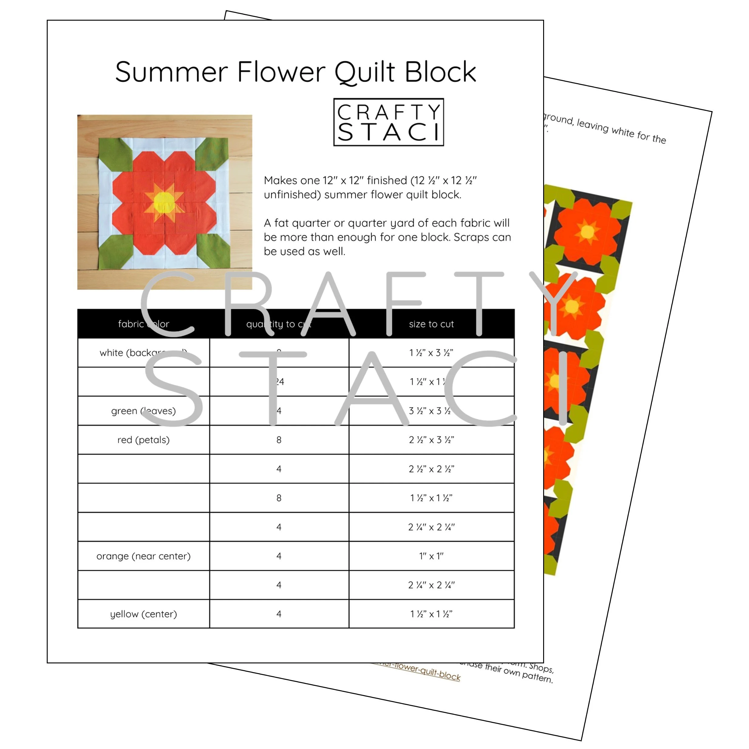 Summer Flower Quilt Block — Crafty Staci
