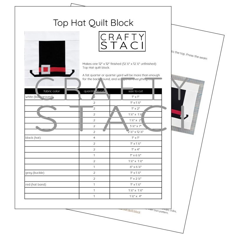 Top Hat Quilt Block Printable Tutorial — Crafty Staci