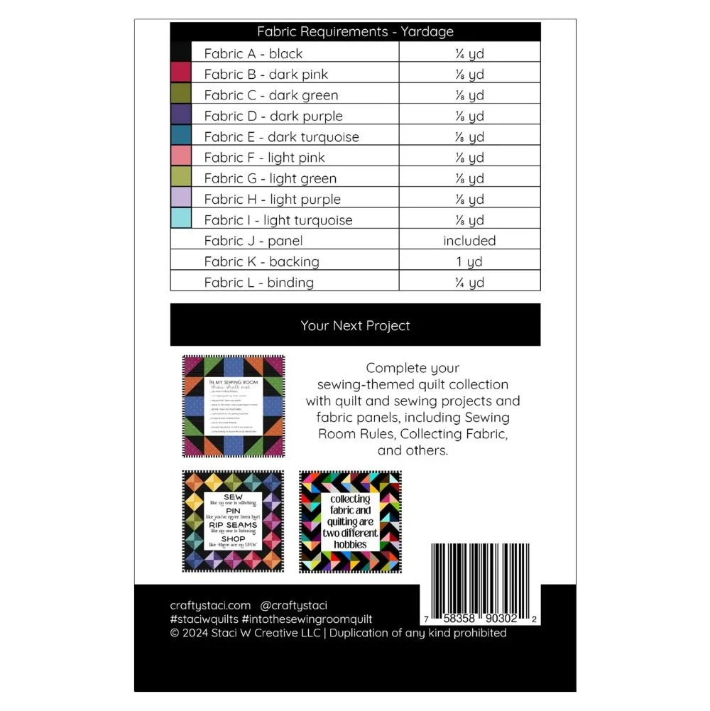 Into the Sewing Room Quilt Pattern and Fabric Panel — Crafty Staci