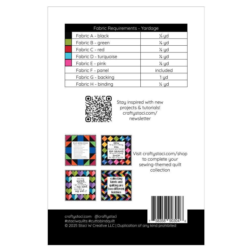 Cut to Bind Quilt Pattern and Fabric Panel — Crafty Staci