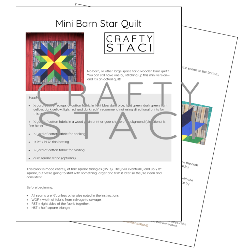 Mini Barn Star Quilt PDF Sewing Pattern — Crafty Staci