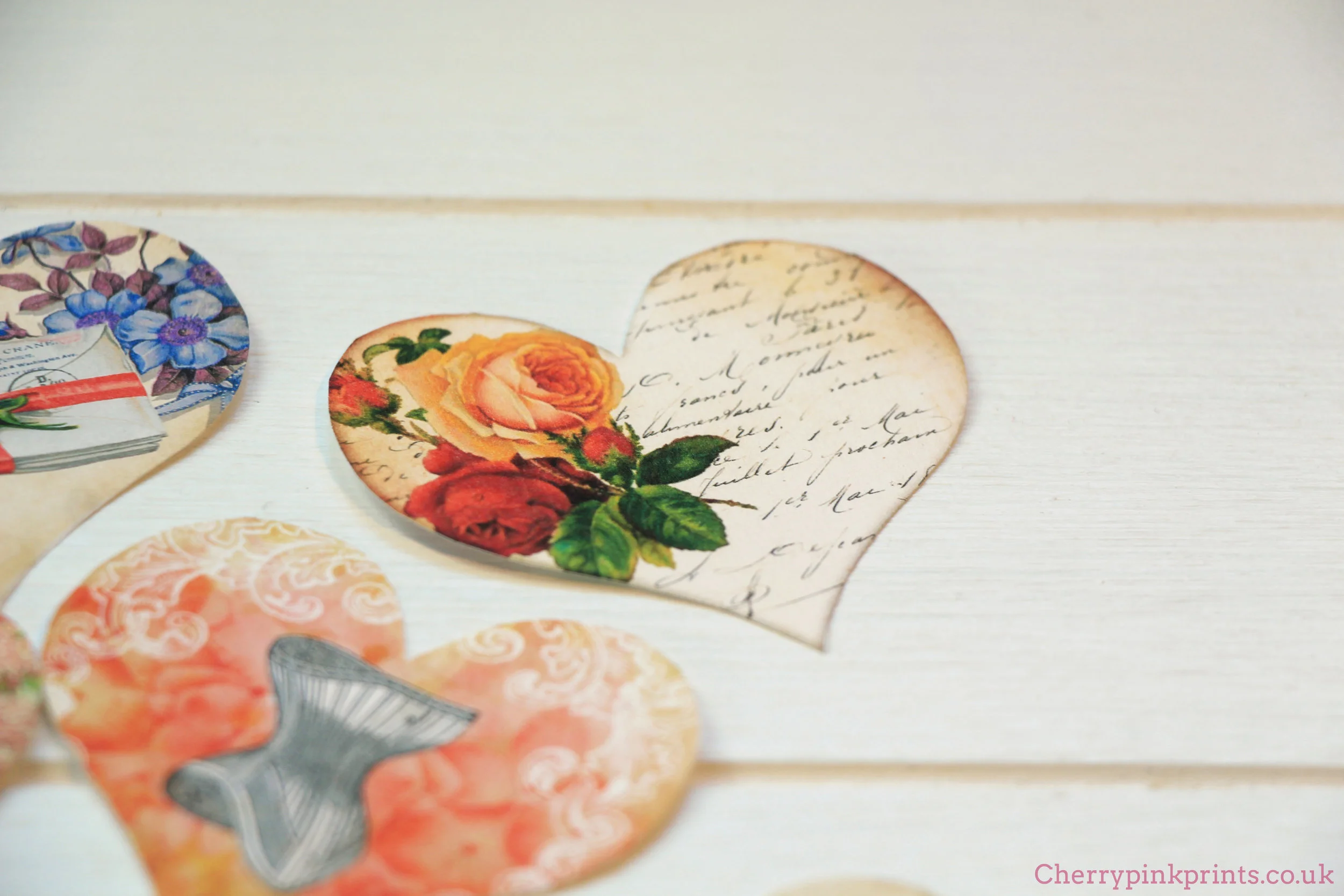 Cherry Pink Prints —Valentine Heart Bunting