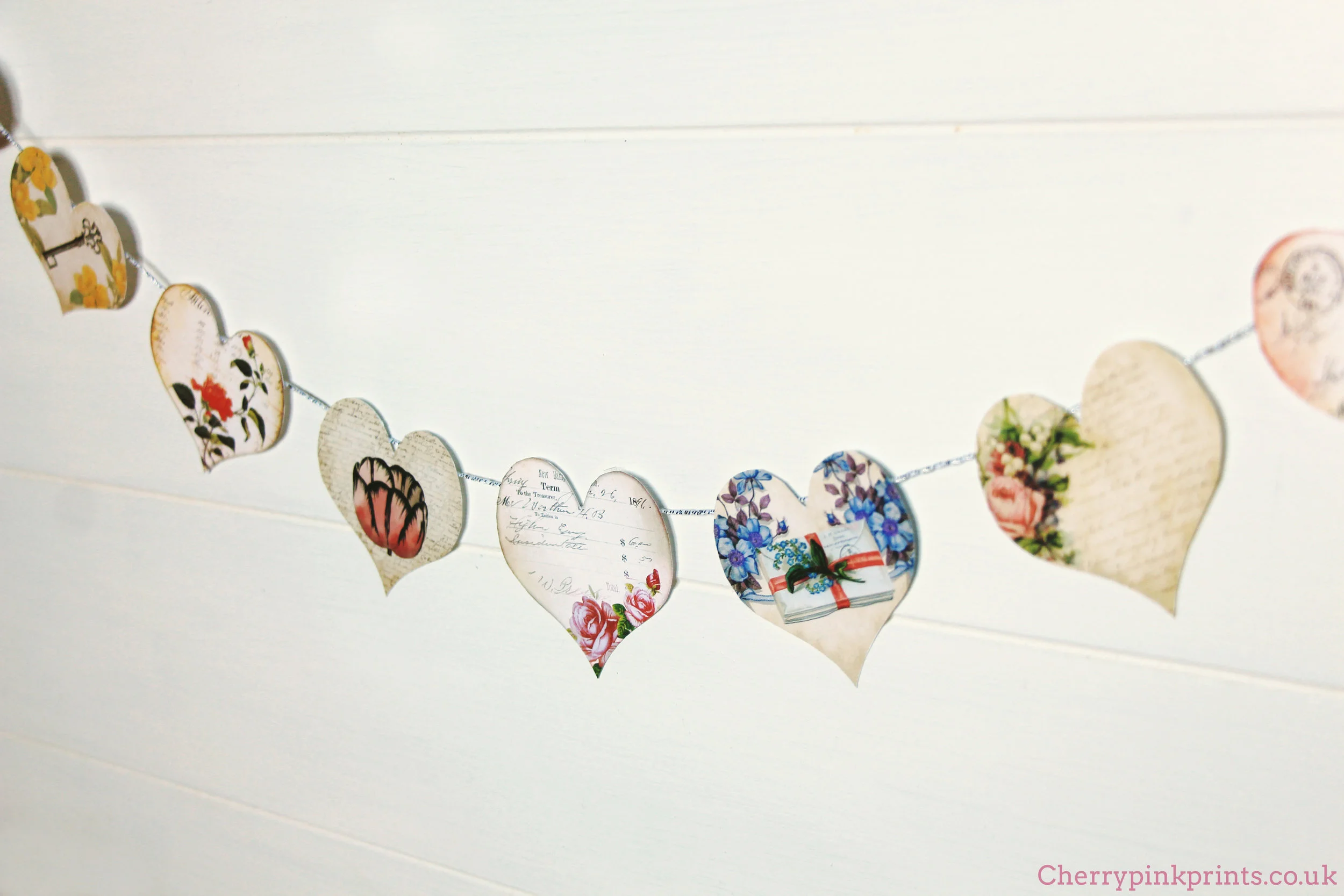 Cherry Pink Prints —Valentine Heart Bunting