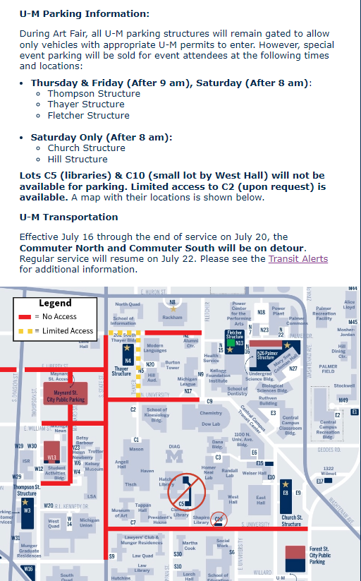 Accessible Parking — Ann Arbor Art Fair