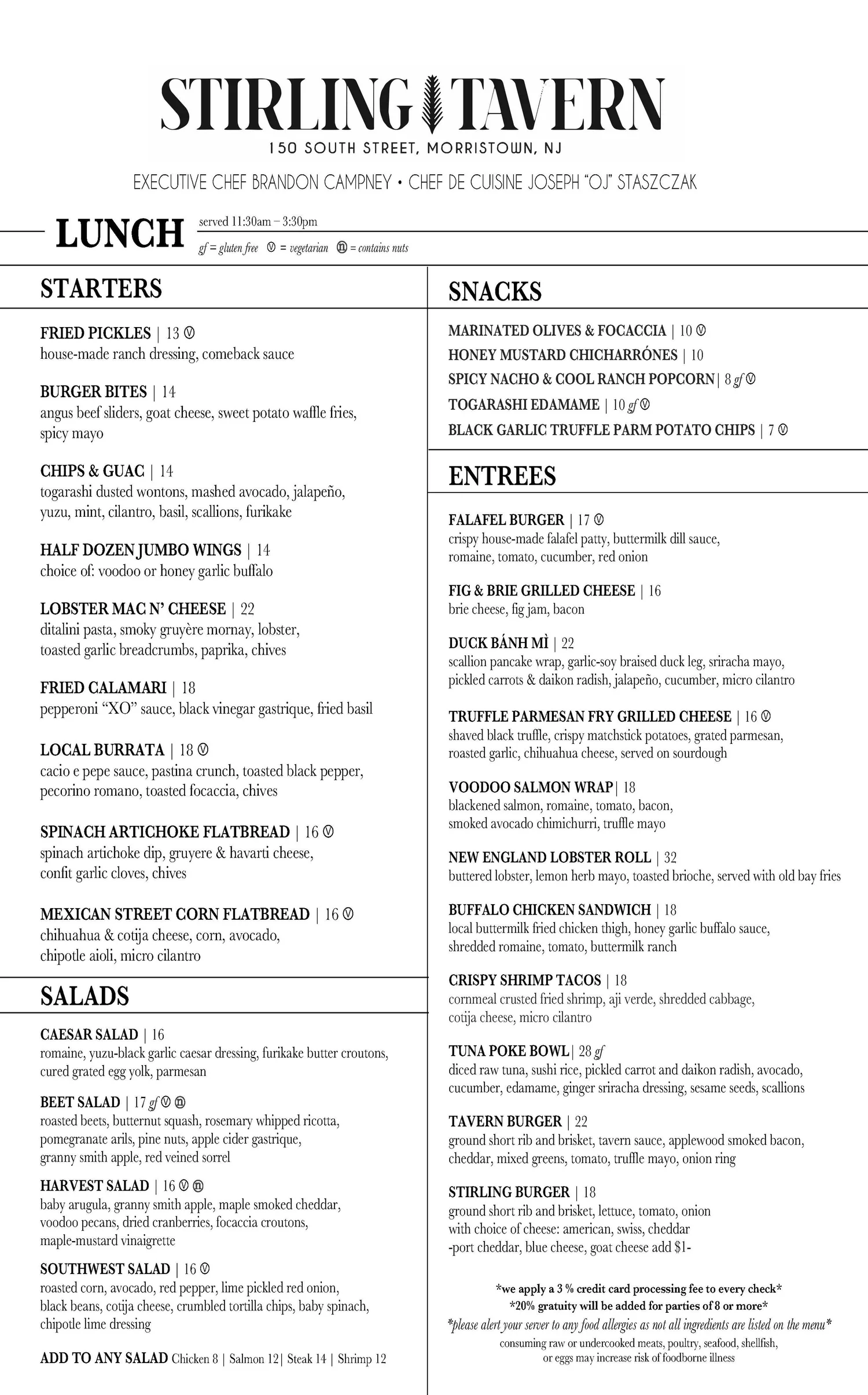Lunch — Stirling Tavern
