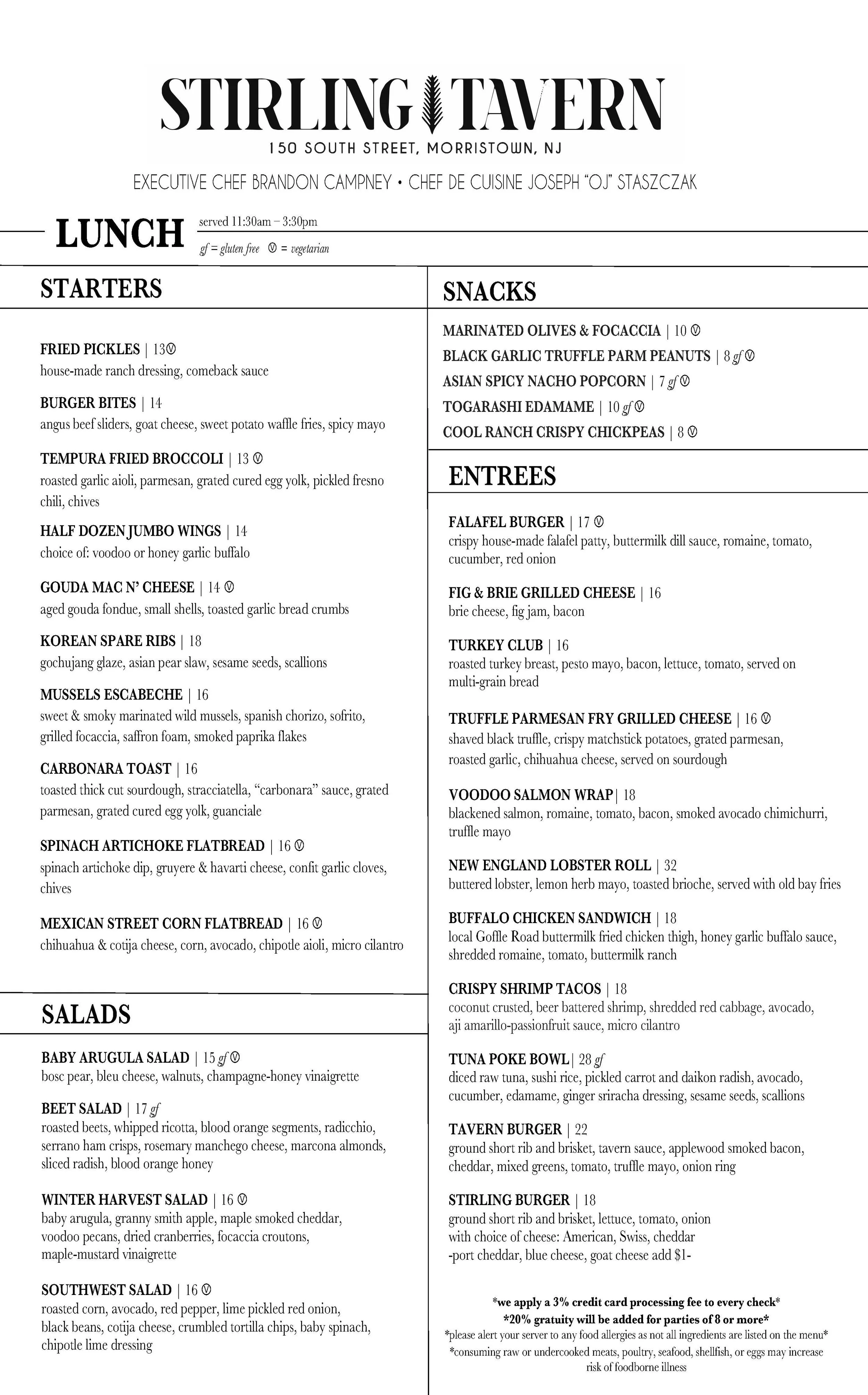 Lunch — Stirling Tavern