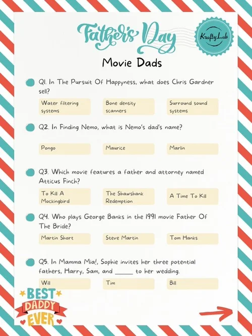 Fun Father's Day Trivia Questions And Answers For Work