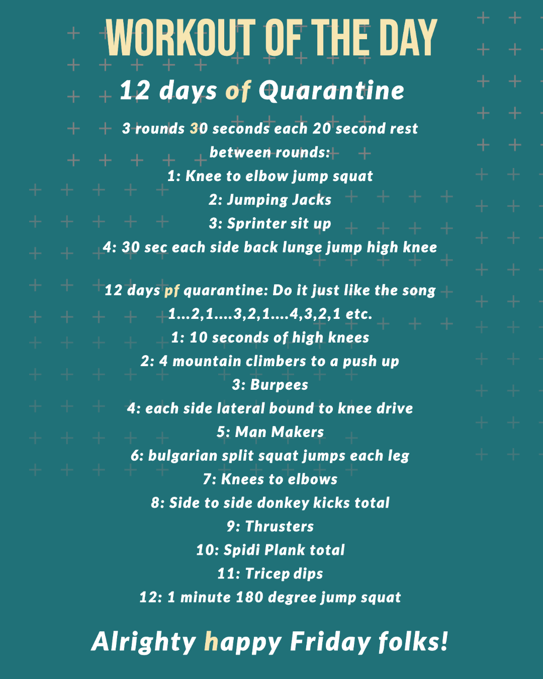 12 Days of Quarantine - At Home Workout! — THE MILL SV