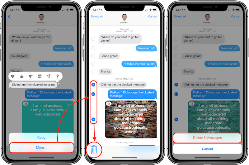 How to delete messages in a conversation on your iPhone — EasyTECH