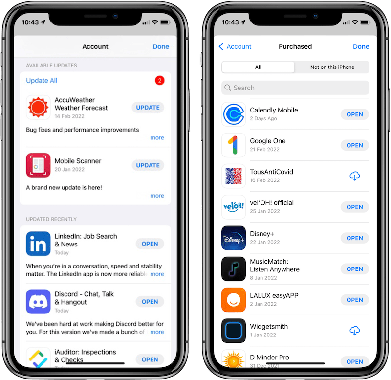 How to quickly access the "Updates" and "Purchased" section of the iOS ...