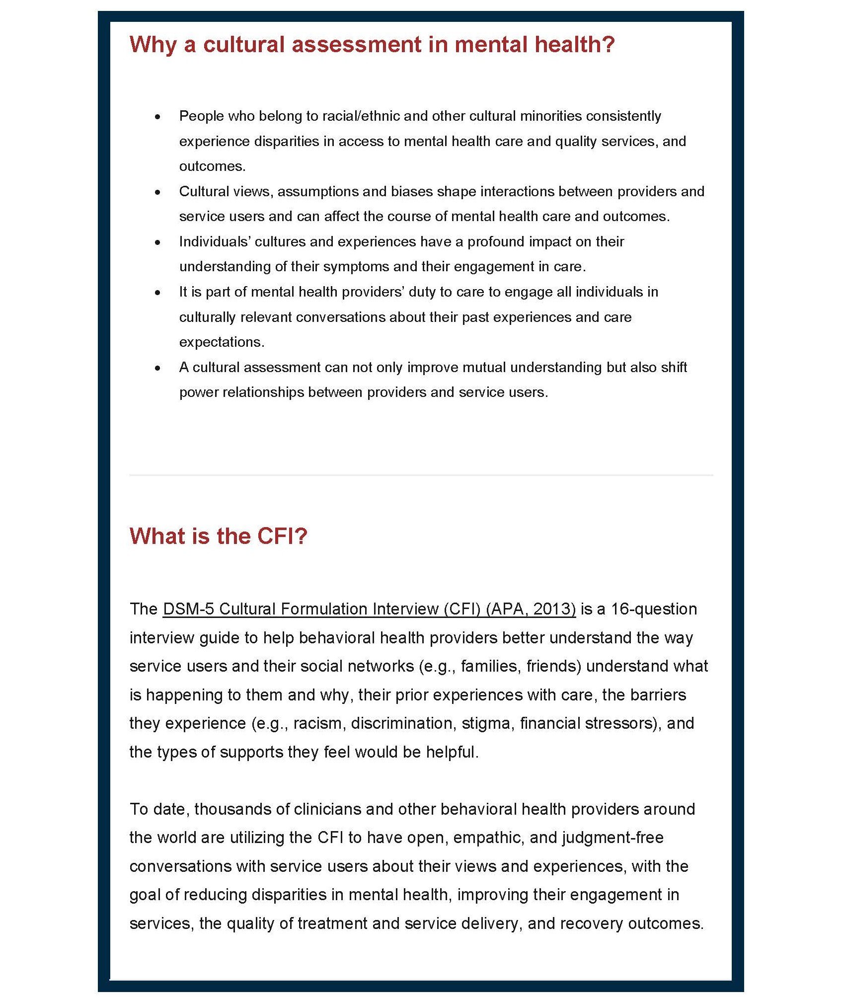 Cultural Formulation Interview Engages People in Meaningful Discussions ...