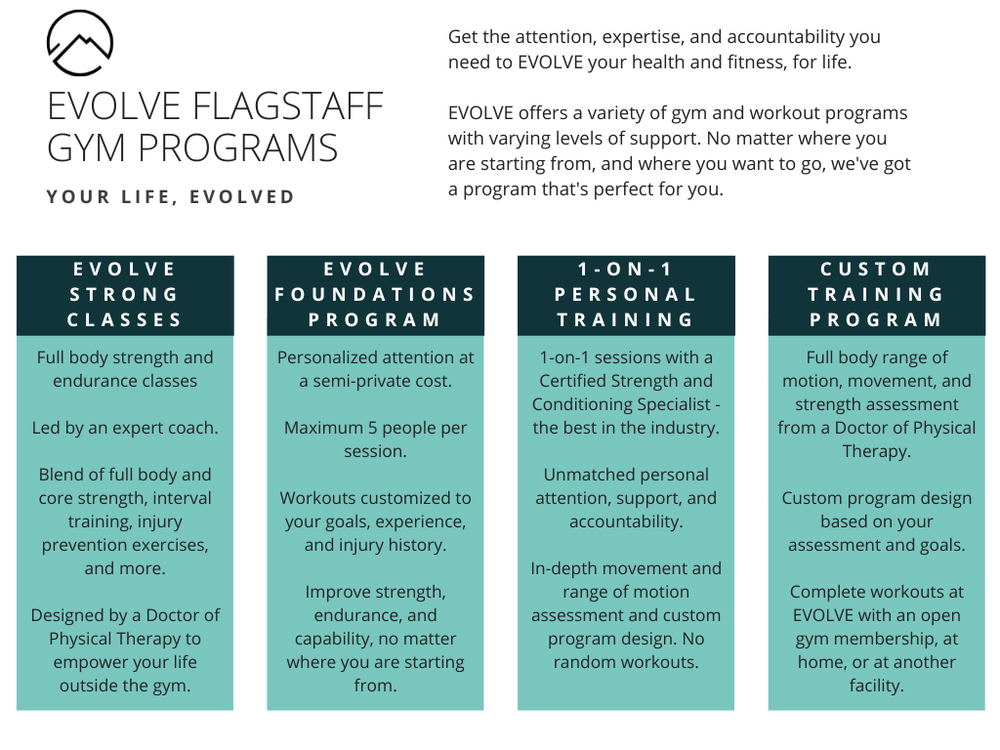 Comparison of Gym Programs — EVOLVE Flagstaff