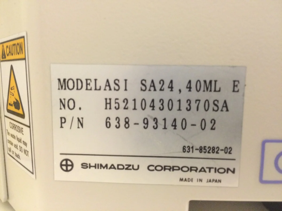 Shimadzu Total Organic Carbon Analyzer (TOC-VCPH) and Shimadzu ASI-V ...