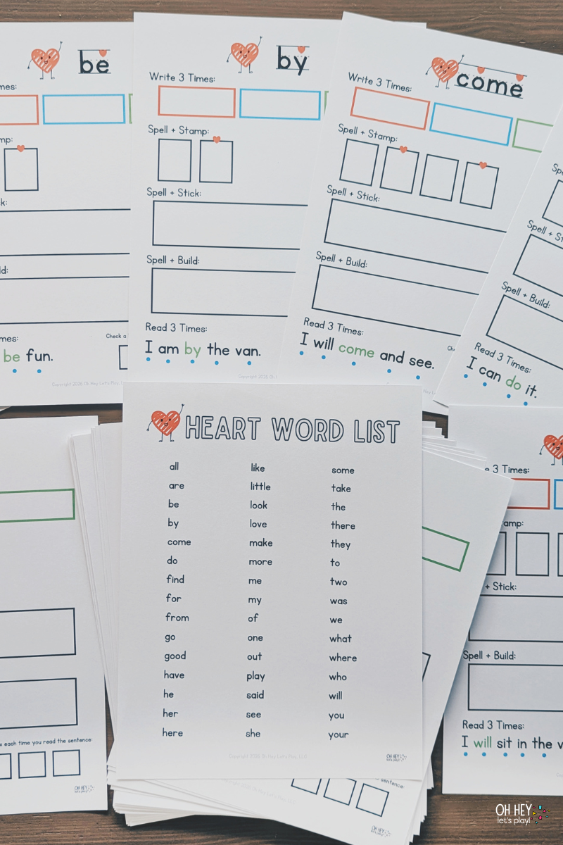 Oh Hey Let's Play with Heart Words — Oh Hey Let's Play