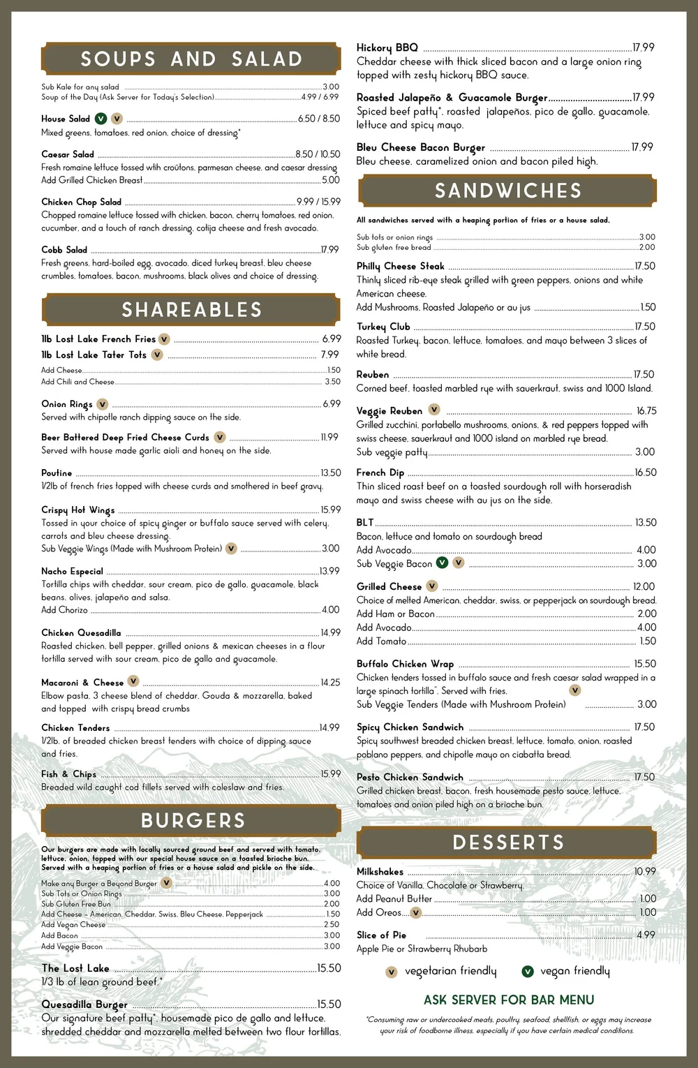 Menu — Lost Lake Cafe