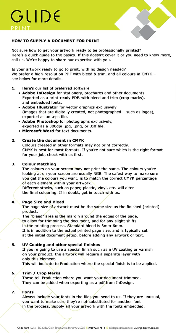 Guide to Supplying a Document for Print | Glide Print are your local ...