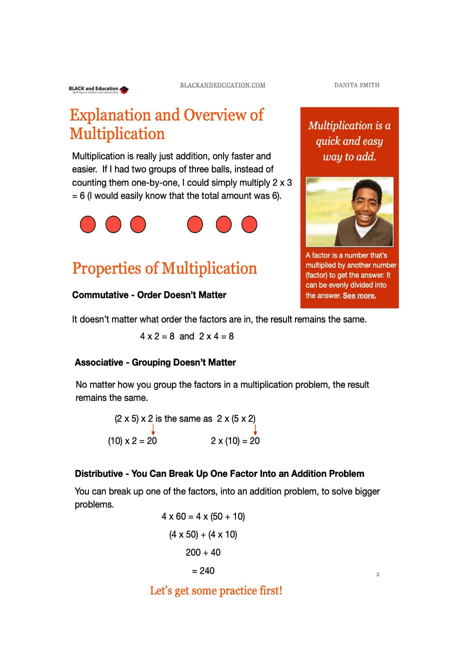 Multiplication Workbook — BLACK and Education