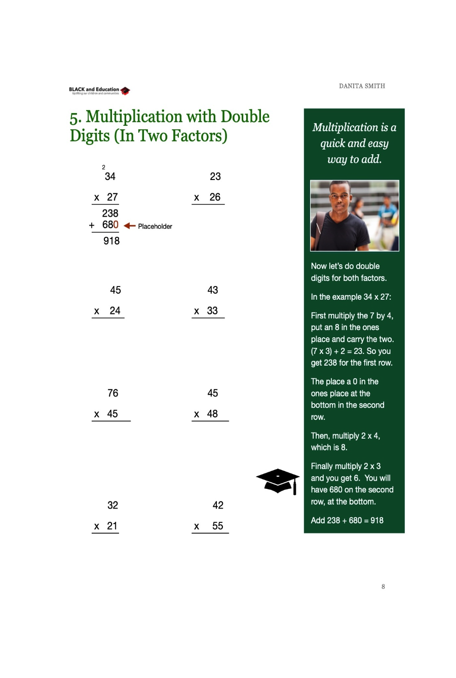 Double Digit Multiplication — BLACK and Education
