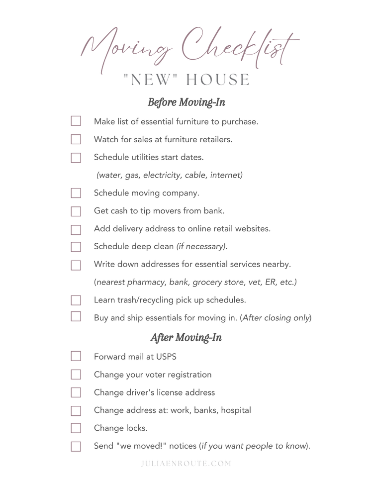 Moving Tips and Tricks + Printable Checklists! — Julia en Route