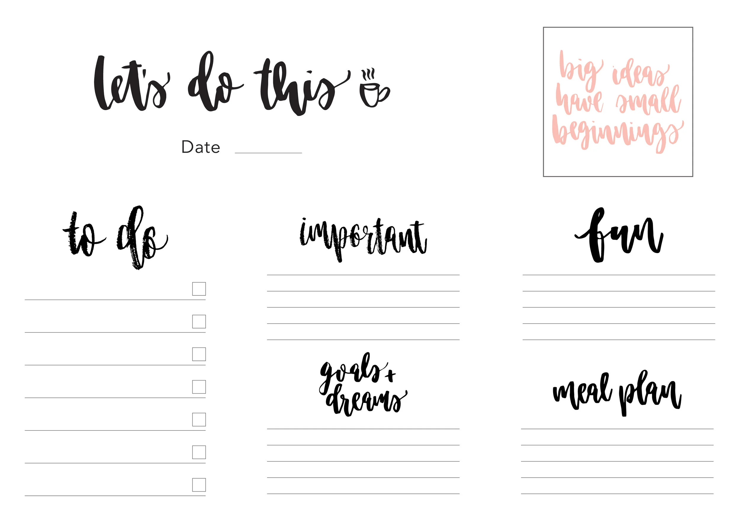 Free Daily Planner Printable - Modern Calligraphy Kits and Classes ...
