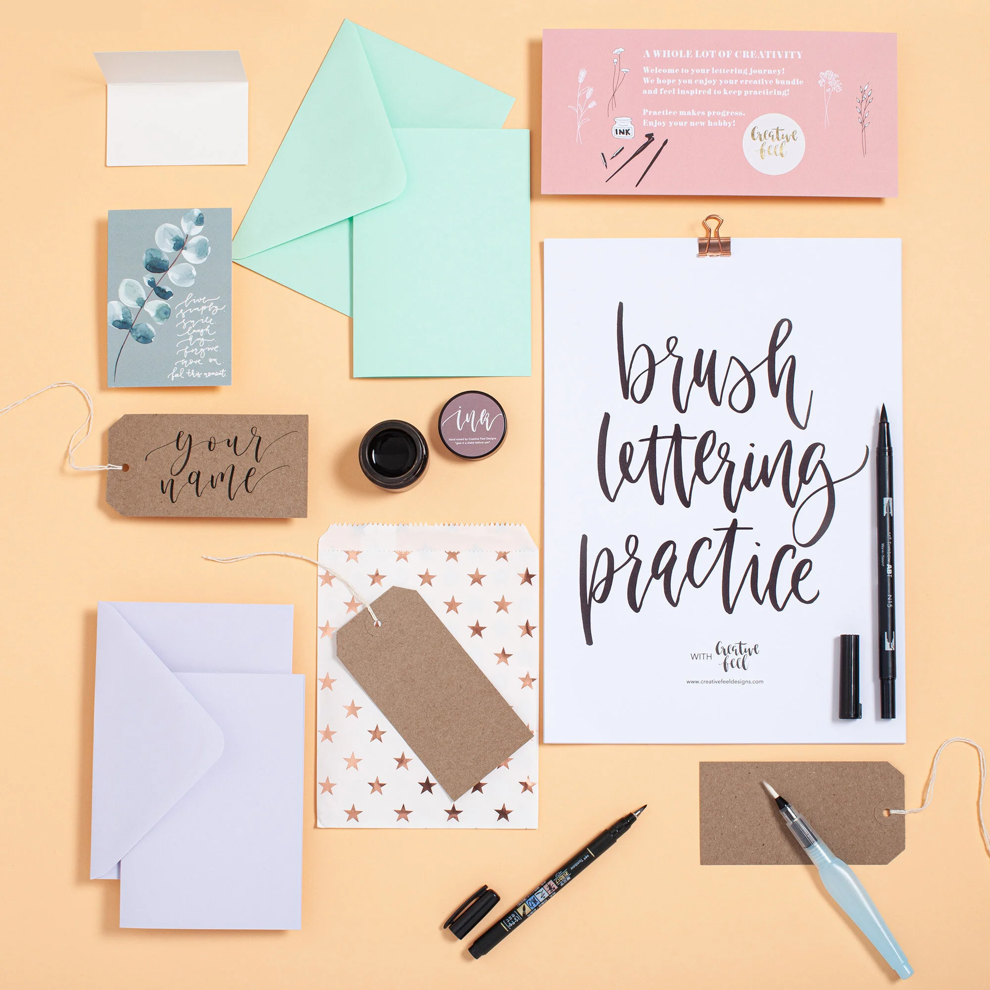 Beginner Lettering Kits, Printable Calligraphy Worksheets, Hand Mixed ...