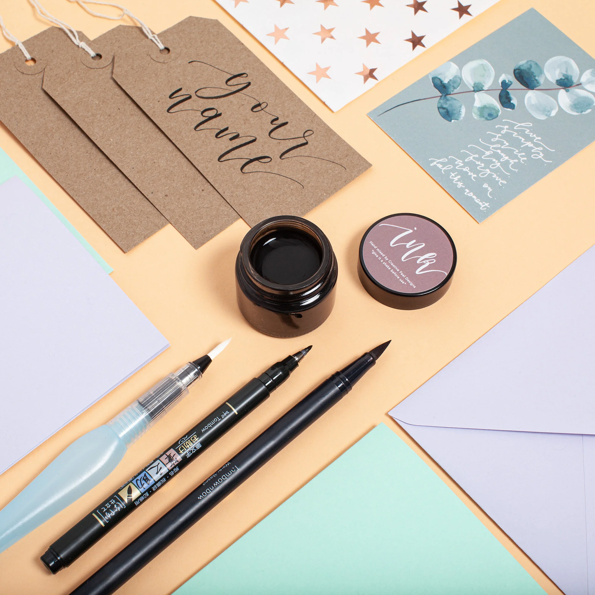 Brush Lettering Starter Kit + Class Video - Modern Calligraphy Courses ...